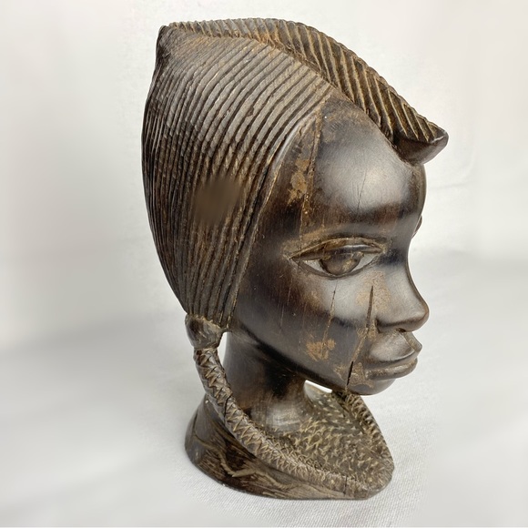 Accents | Vintage Ebony Wood Hand Carved African Bust Heads | Poshmark